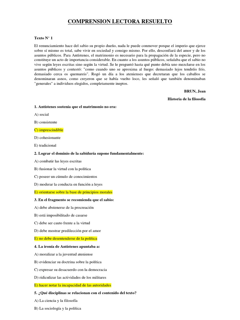 Comprension Lectora Resuelto II | PDF | Humanismo | Vida