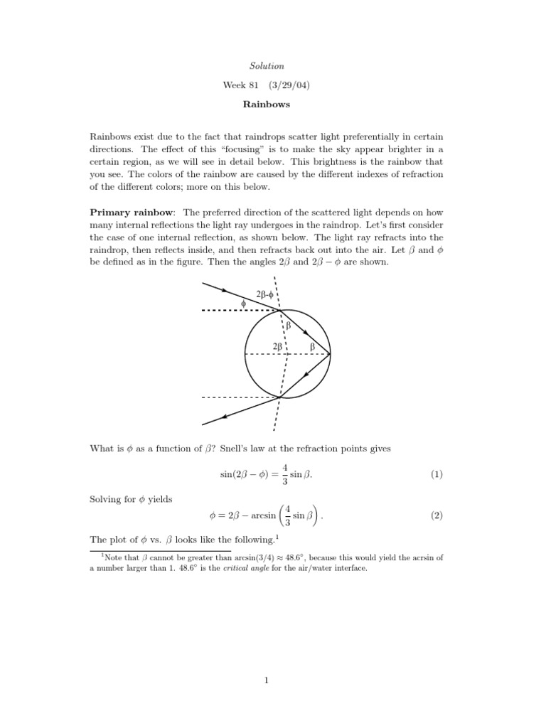 Primary vs. Secondary Rainbows Explained | PDF | Rainbow | Refraction