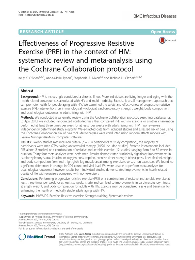 Effectiveness of Progressive Resistive Exercise (PRE) in The Context of ...