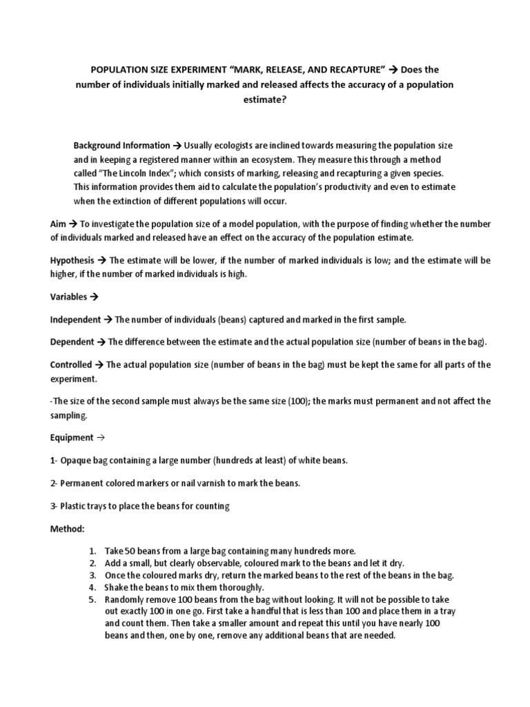Population Size Experiment | PDF | Experiment | Research Methods