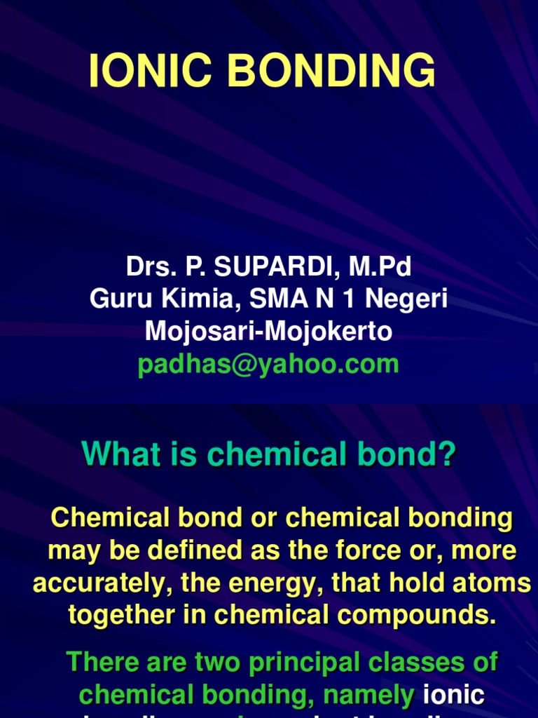 Ionic Bonding: Drs. P. SUPARDI, M.PD Guru Kimia, SMA N 1 Negeri ...