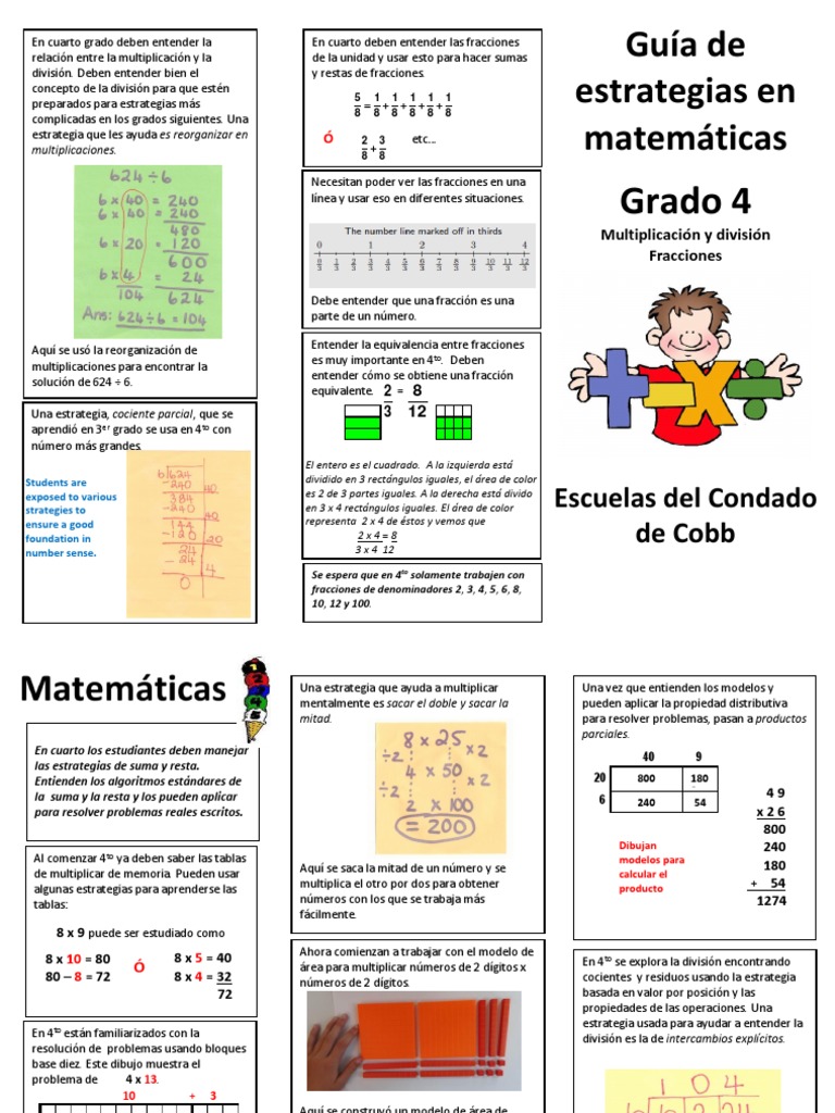 Grade 4 Parents Guide Espanol | PDF | Fracción (Matemáticas) | División ...