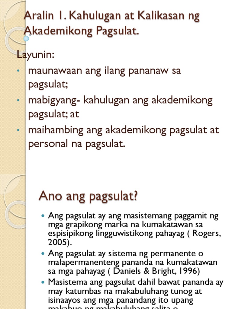 Aralin 1 Kahulugan NG Pagsulat | PDF