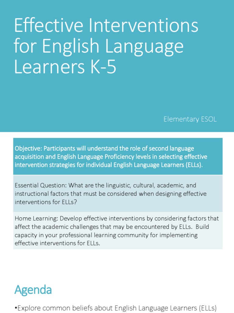 Effective Interventions For English Language Learners K-5 | PDF ...