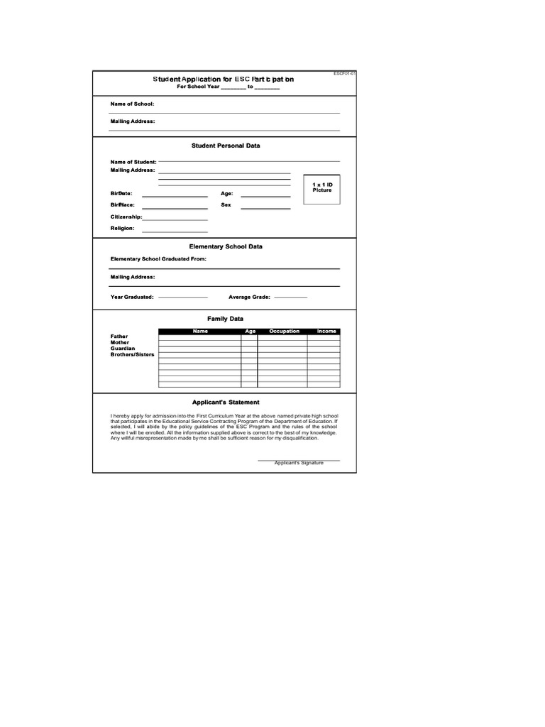 SY 2016-2017 ESC Forms | PDF | Civil Law (Legal System) | Contract Law