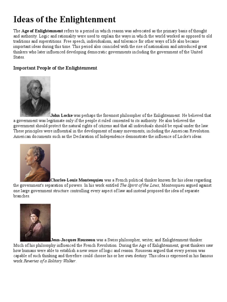 Important People of The Enlightenment | PDF | Natural And Legal Rights ...