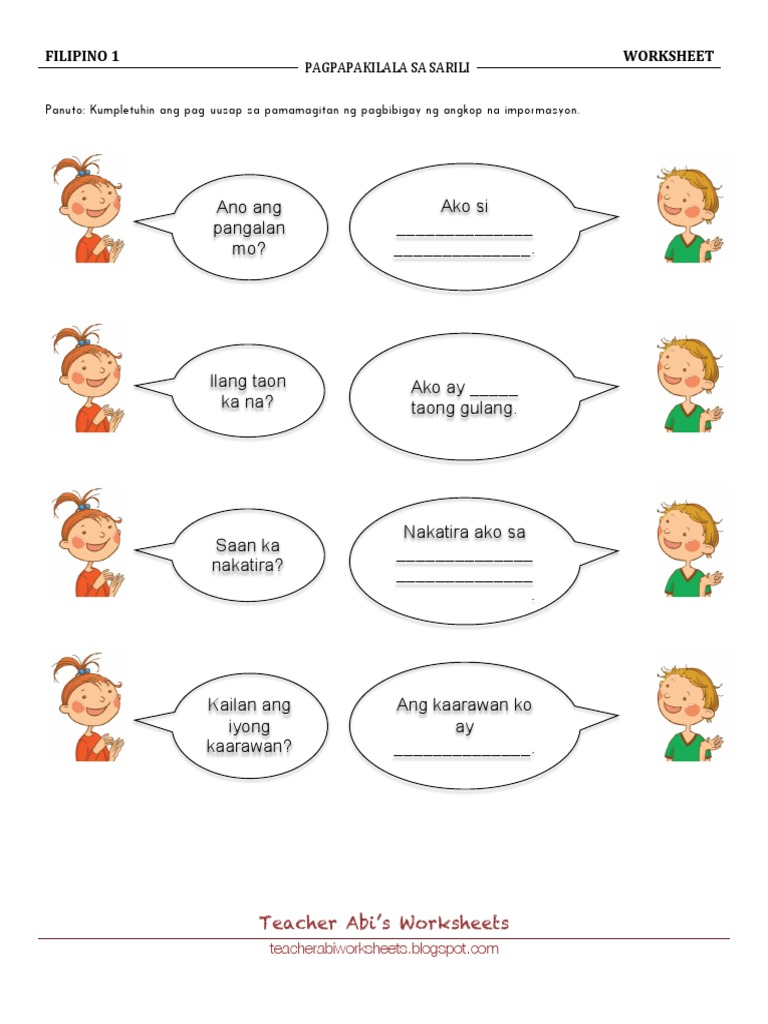 Filipino1 - Pagpapakilala Sa Sarili-Boy PDF | PDF
