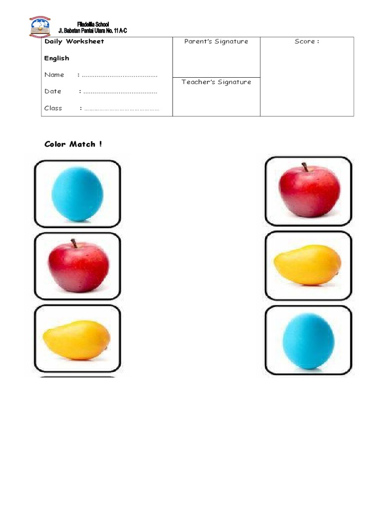 Color Match Worksheet | PDF
