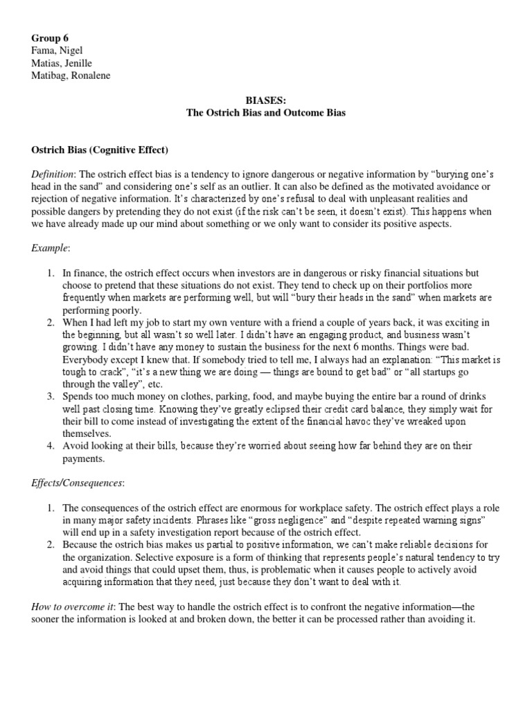 Ostrich Bias and Outcome Bias | PDF | Bias | Decision Making