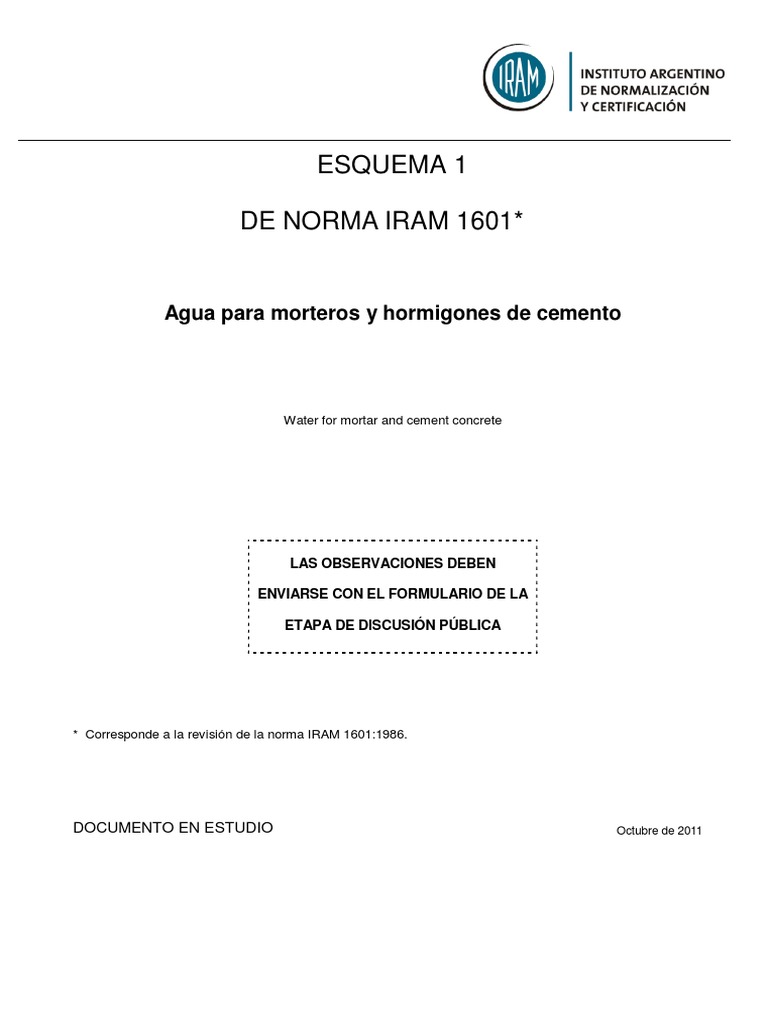Iram 1601 2011 en Discusion | PDF | Cloruro | Ácido clorhídrico