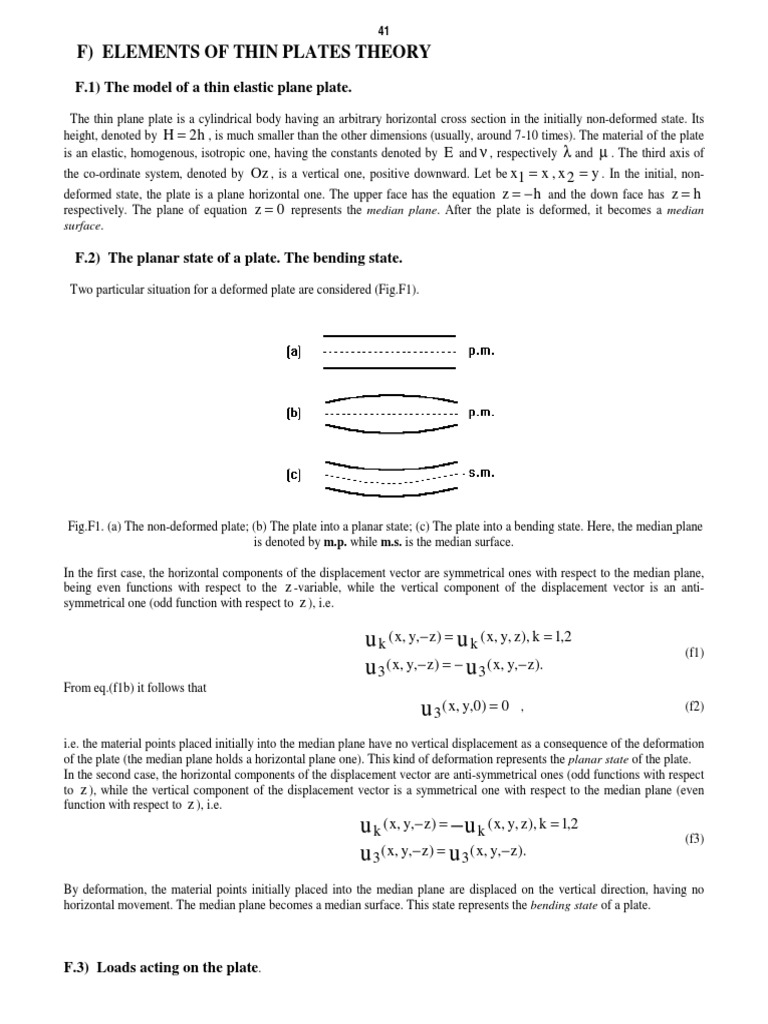 F-Elements of Thin Plate Theory 1 | PDF | Bending | Plane (Geometry)