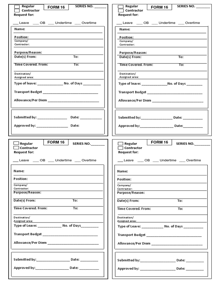 Standard leave request and approval form for contractors | PDF | Business