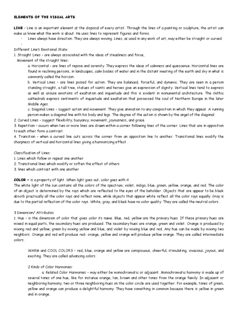 Key Elements of Visual Arts | PDF | Yellow | Color