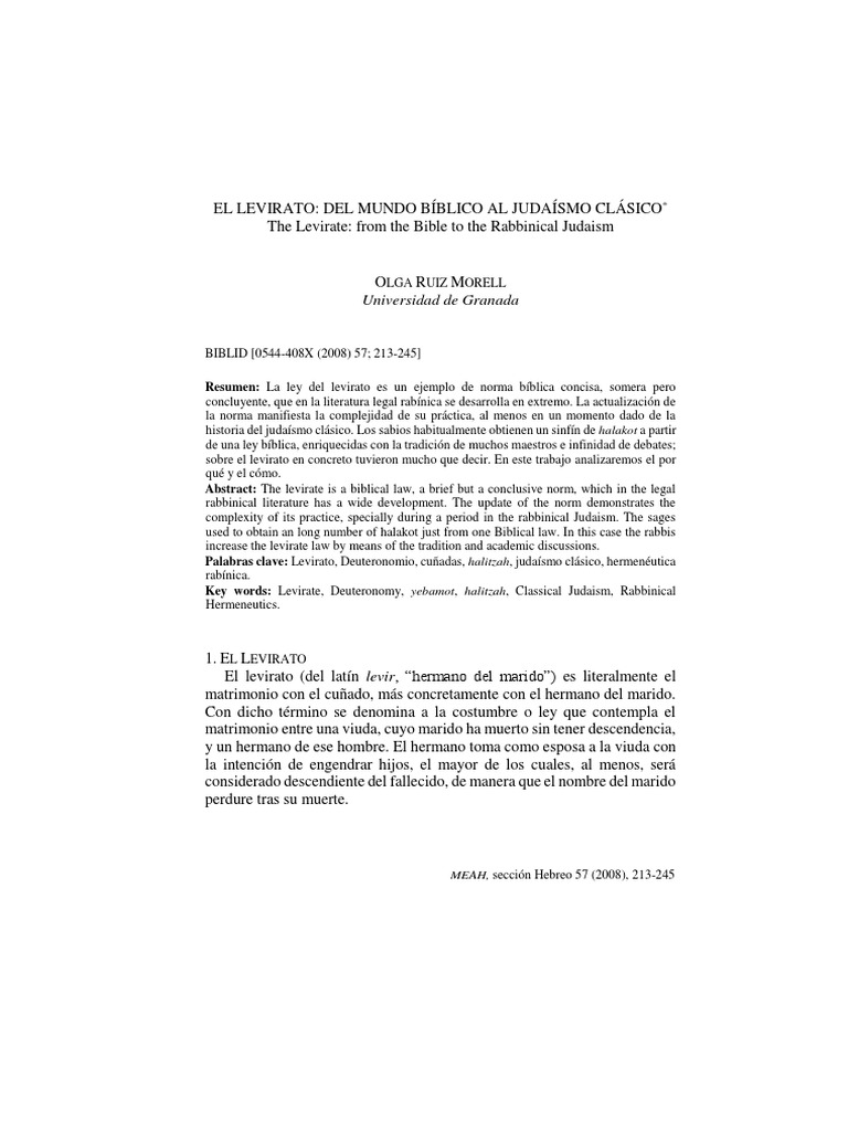 El Levirato | PDF | Noemí (figura bíblica) | Matrimonio