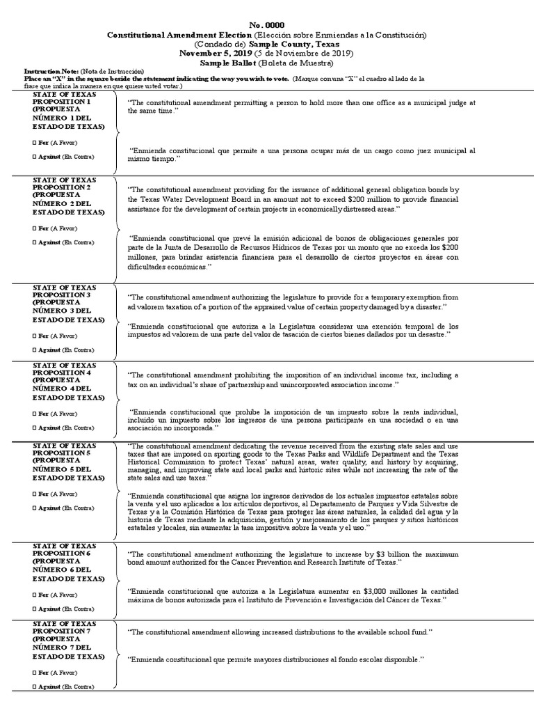 Enmiendas Constitucionales Texas 2019 | PDF | Pagos | Esfera pública