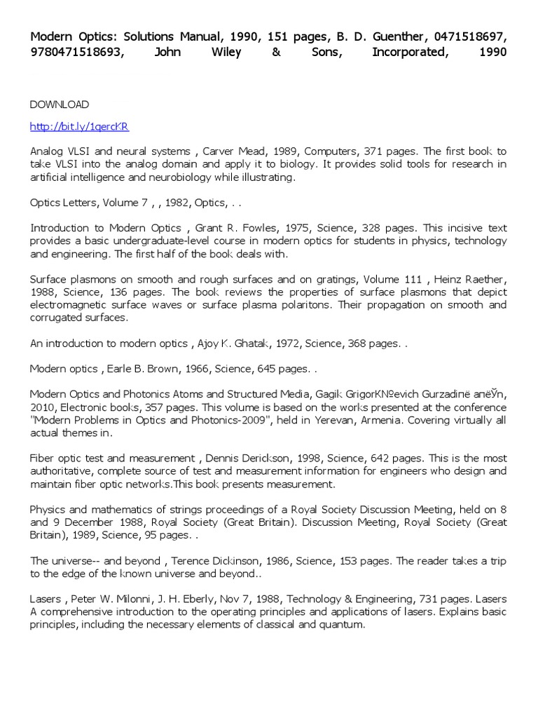 Manual Solution of Modern Optic | PDF | Laozi