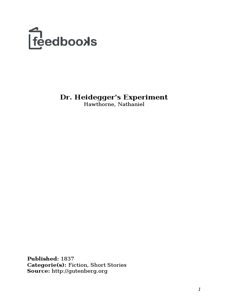 HAWTHORNE, Nathaniel. Dr. Heidegger's Experiment | PDF | Nathaniel ...