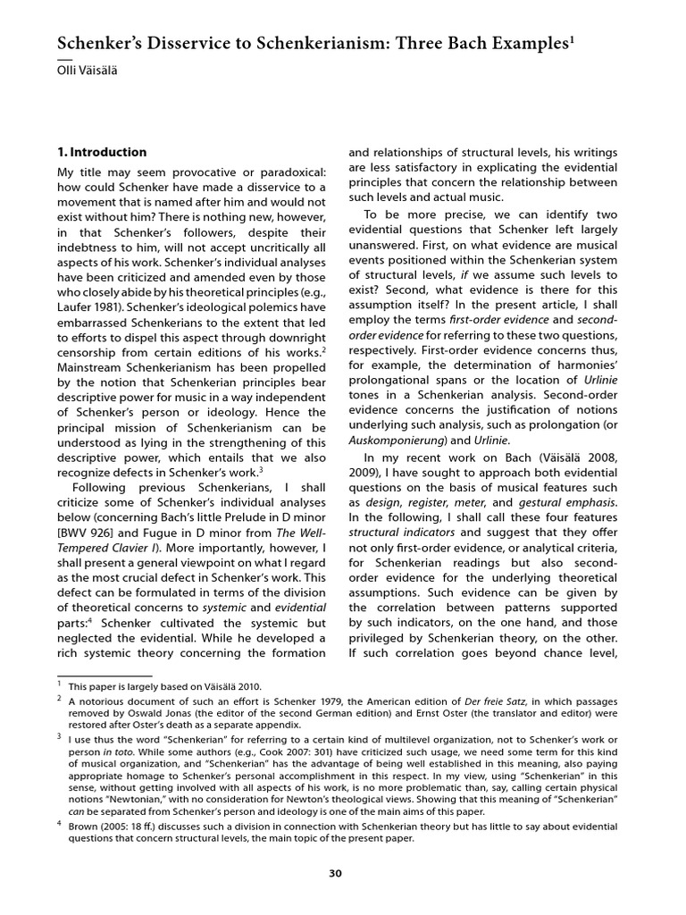 Schenker's Disservice To Schenkerianism: Three Bach Examples | PDF
