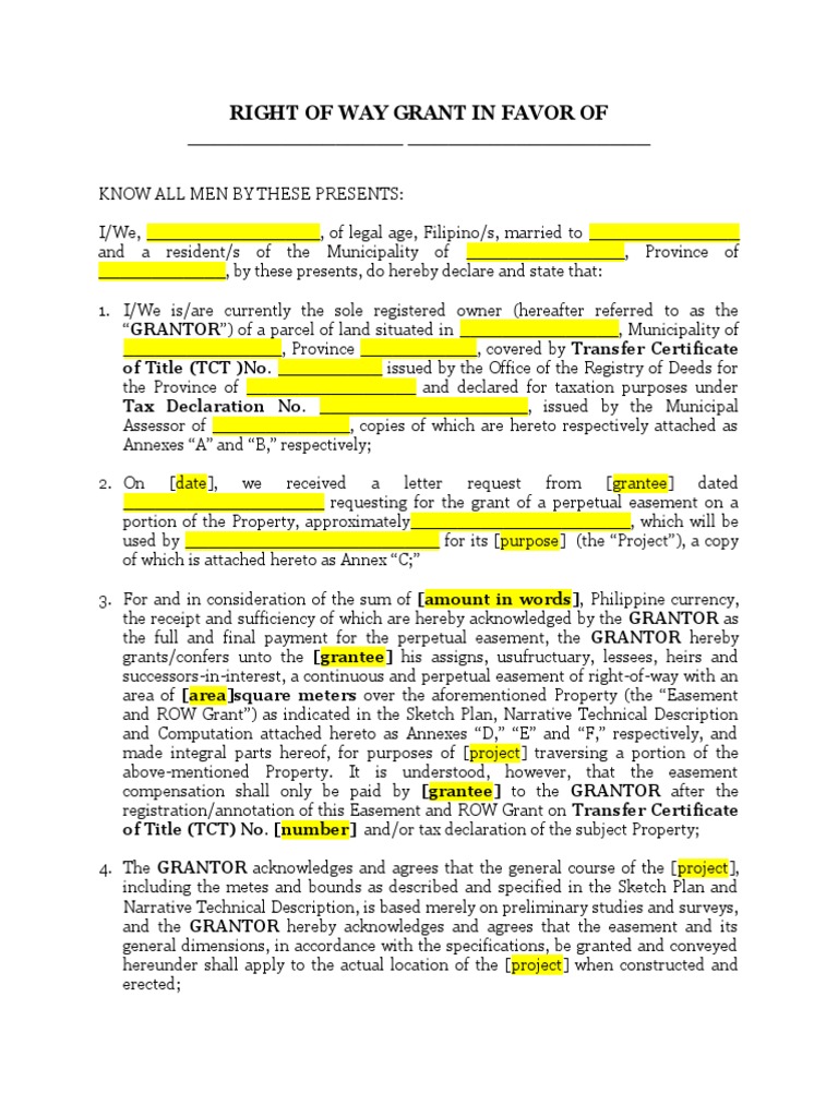 Perpetual Right of Way Grant Agreement | PDF | Deed | Easement