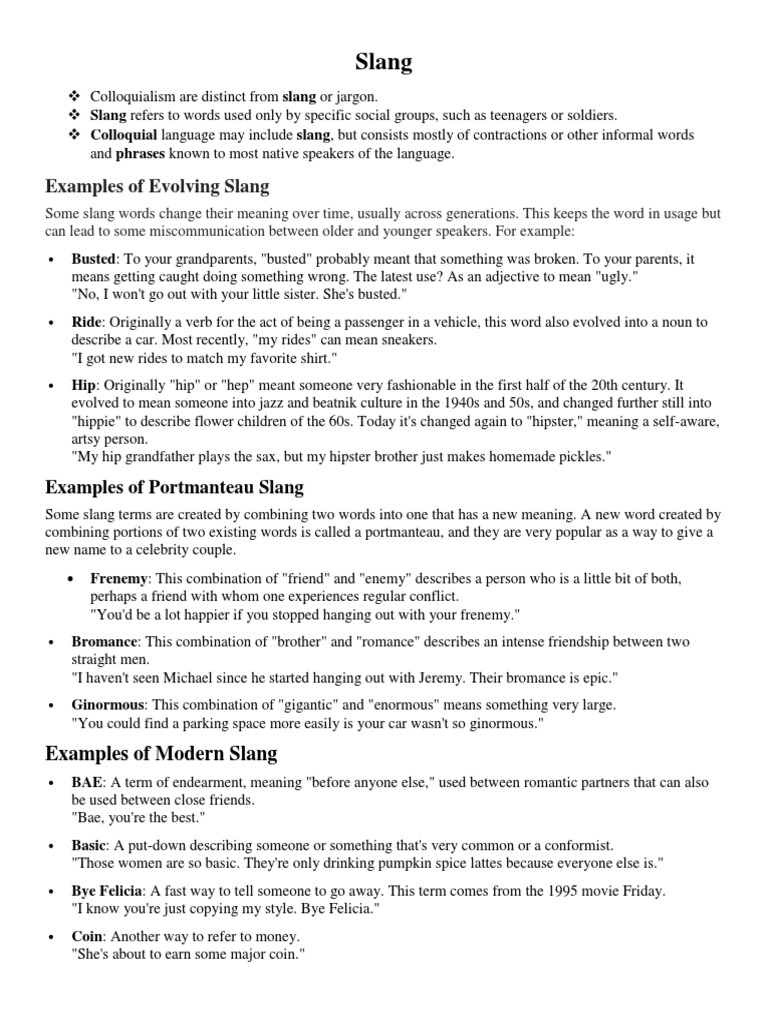 Understanding Modern Slang and Colloquialisms | PDF | Slang | Human ...