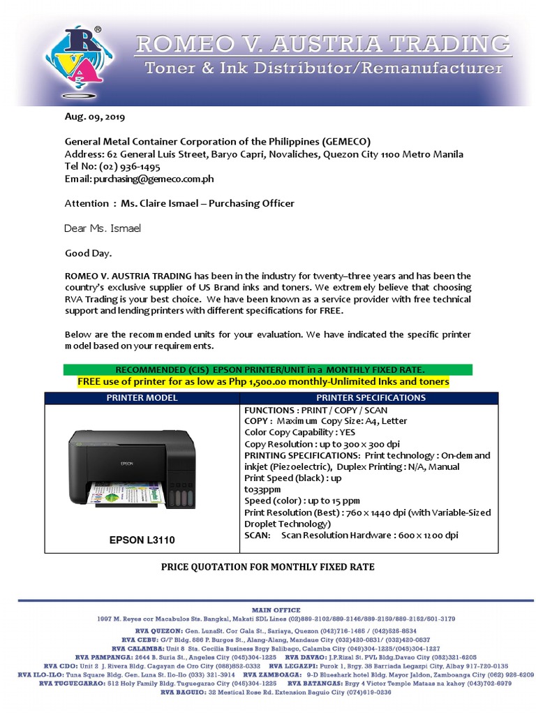 GEMECO | PDF | Printer (Computing) | Equipment