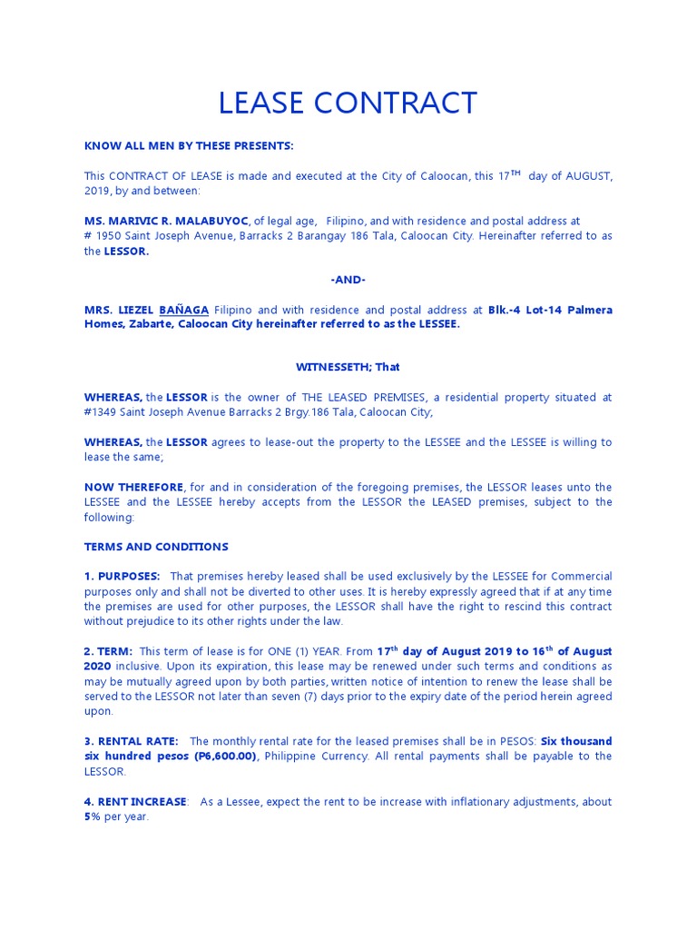 Lease Contract | PDF | Lease | Real Property Law
