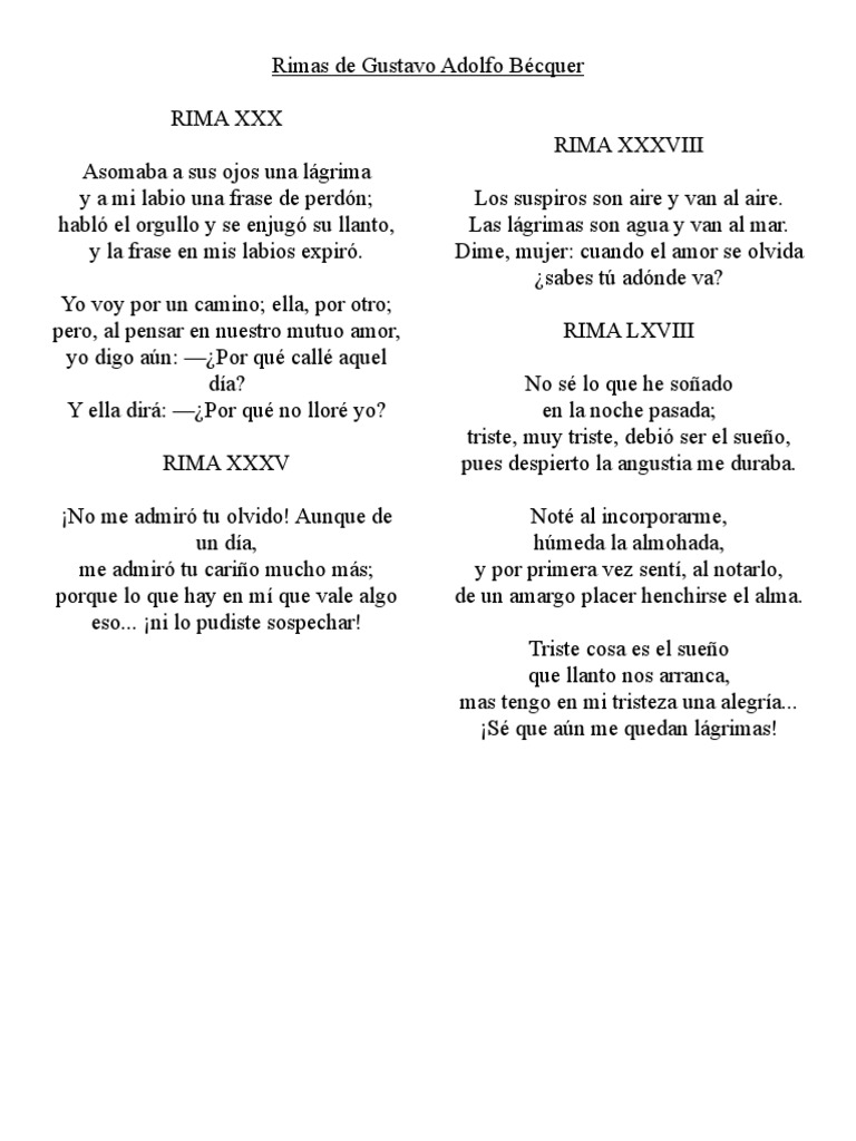 Rimas Famosas de Bécquer | PDF