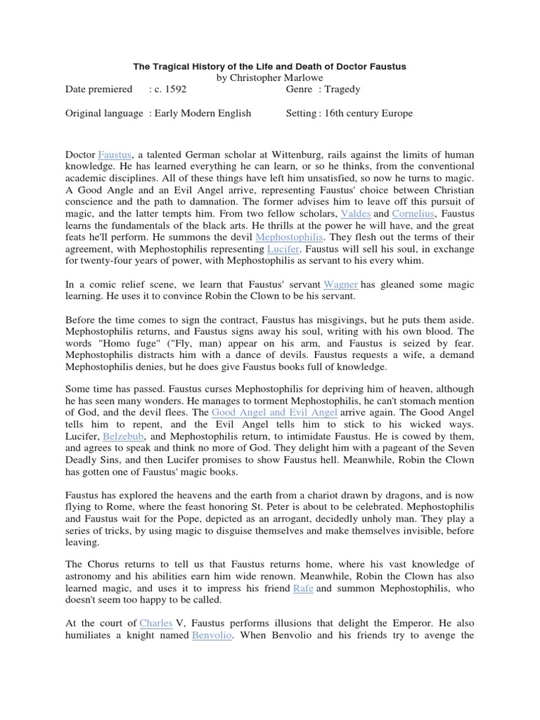 Faustus: The Tragical History of The Life and Death of Doctor Faustus ...