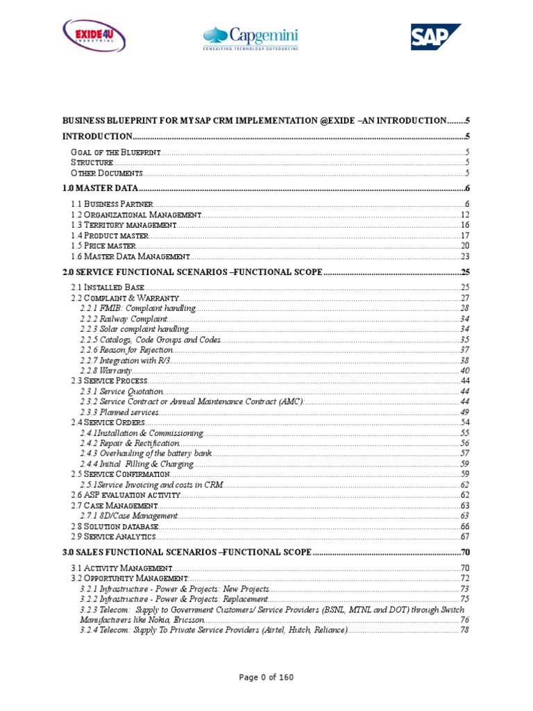 Exide MySAP CRM Implementation Guide | PDF | Sap Se | Business Process