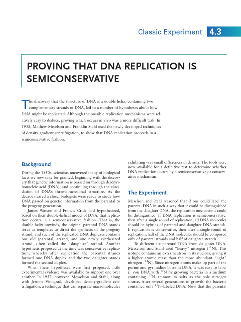 A2 - Semi Conservative DNA Replication | PDF | Dna Replication | Dna