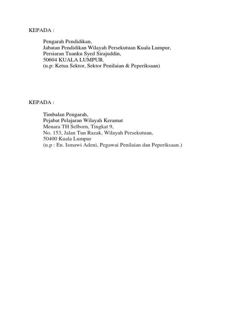 Alamat SPP JPNWP Dan PPWK | PDF