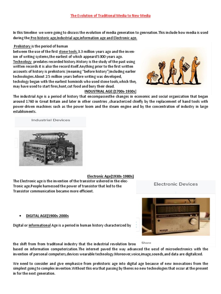 INDUSTRIAL AGE: (1700s-1930s) : The Evolution of Traditional Media To ...