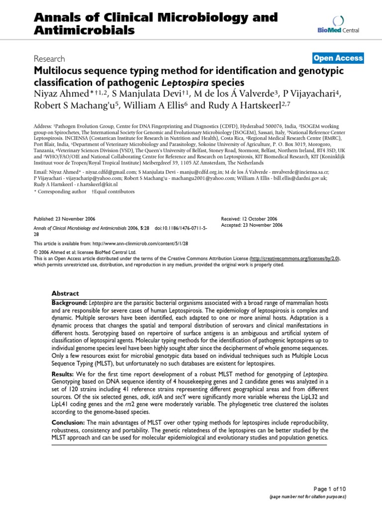 Ahmed Et Al.. Multilocus Sequence Typing Method For Identification and Genotypic Classification ...