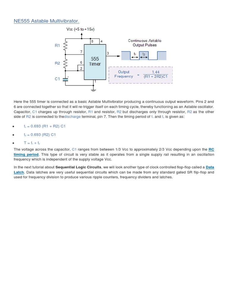 NE555 Astable Multivibrator | PDF | Electrical Components | Electronic ...