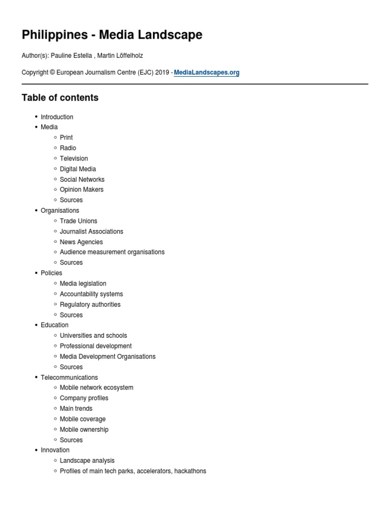 Philippines - Media Landscapes | PDF | Social Media | Popular Culture ...