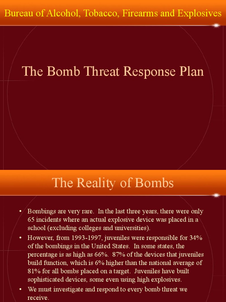 The Bomb Threat Response Plan: Bureau of Alcohol, Tobacco, Firearms and ...