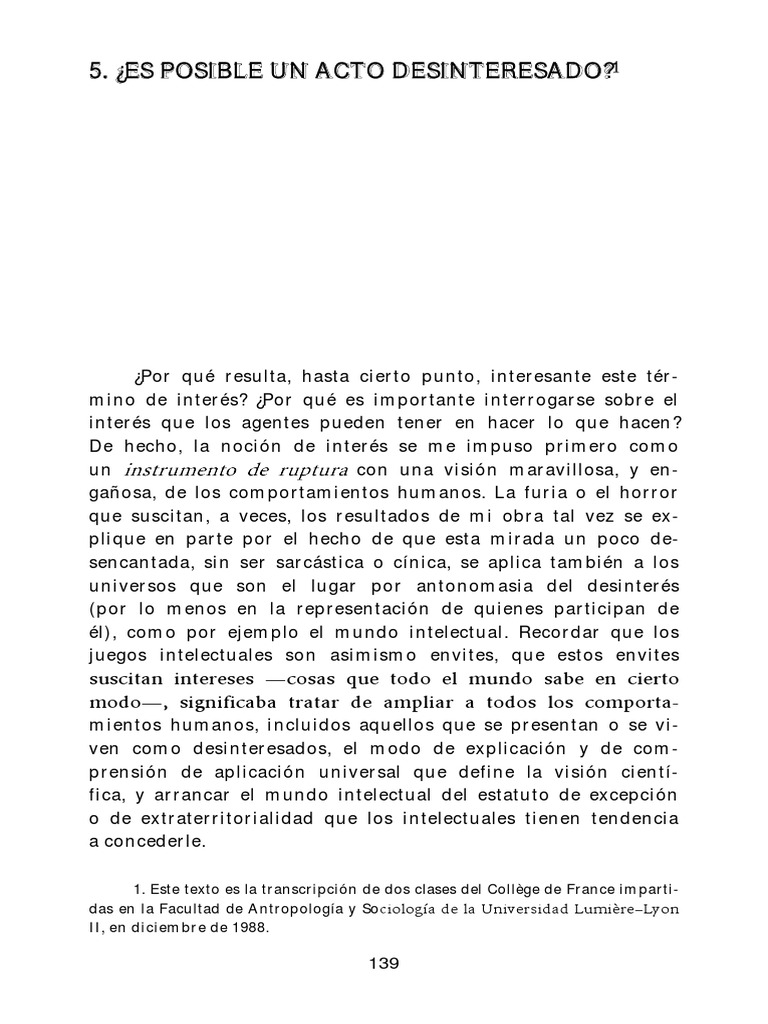 ¿Es Posible Un Acto Desinteresado? | PDF | Razón | Racionalidad