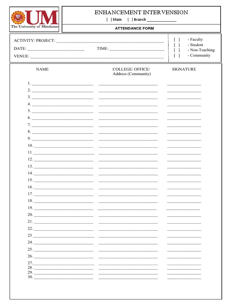 Documenting Participation: An Attendance Form for Tracking Attendees at ...