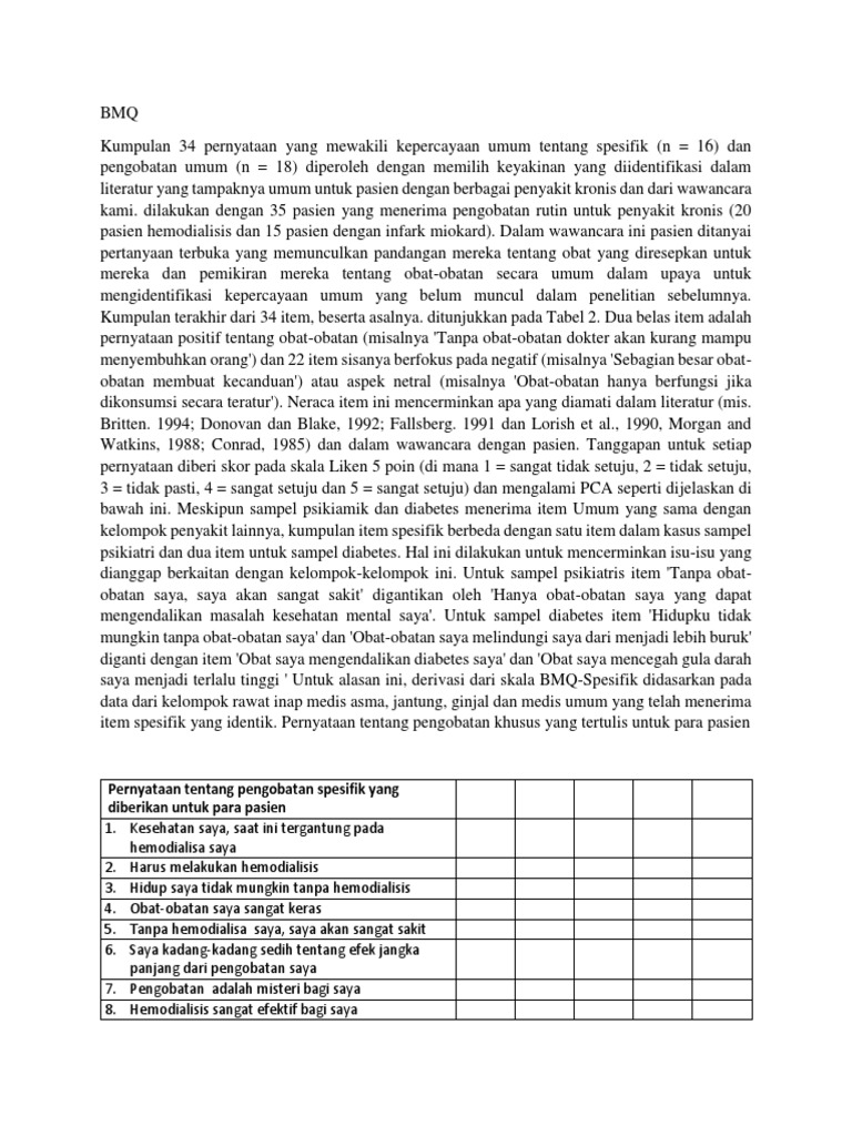 Kuesioner BMQ | PDF