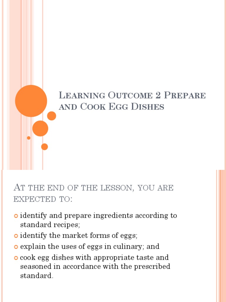 Preparing and Cooking Egg Dishes | PDF | Egg As Food | Bacon