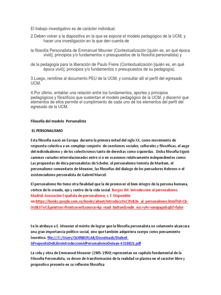 Filosofia Del Modelo Personalista y Liberador | PDF | Individualismo ...