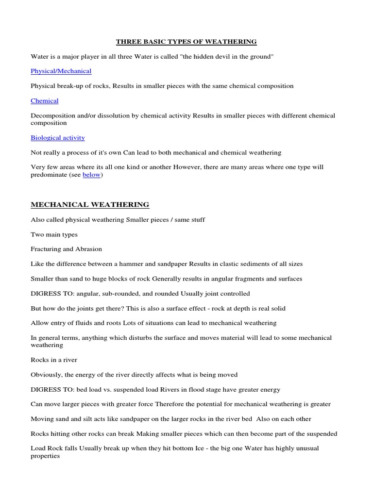 Three Basic Types of Weathering | PDF | Weathering | Rock (Geology)