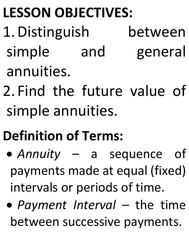 Lesson 28 - Simple Annuities (Future Value) | PDF | Financial Services ...
