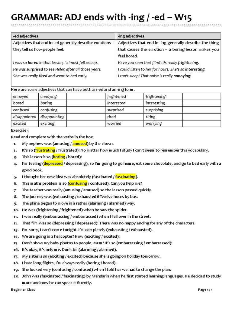 4 - Grammar Adj - Ing Vs - Ed | PDF | Semiotics | Communication