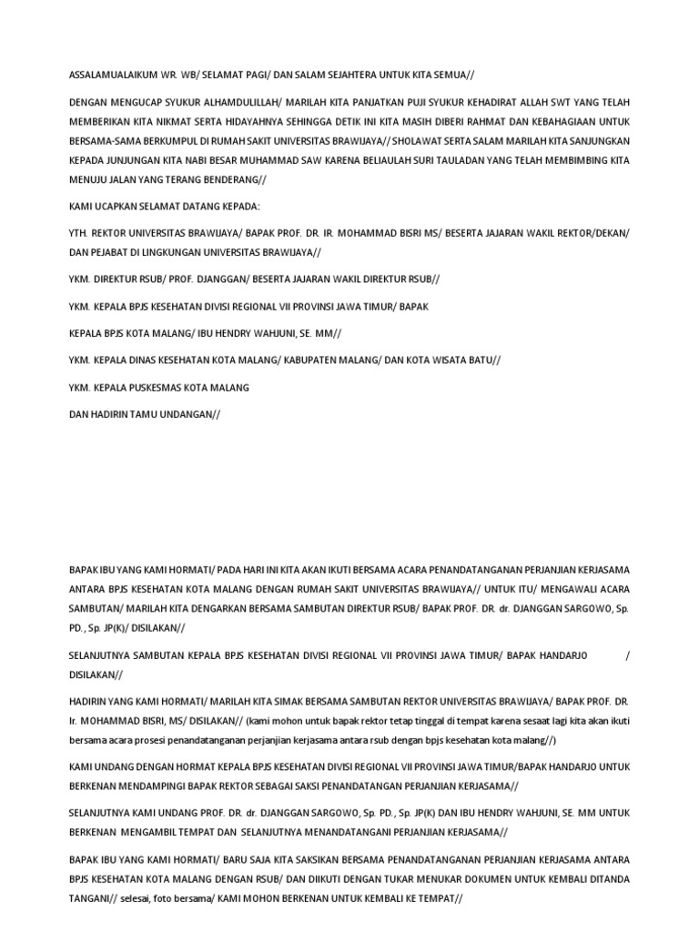 Contoh Roundown Acara Mou BPJS | PDF