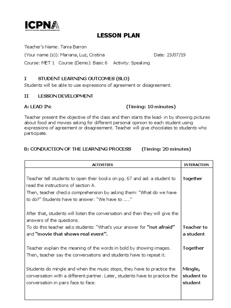 Listening Lesson Plan | PDF | Lesson Plan | Reading Comprehension