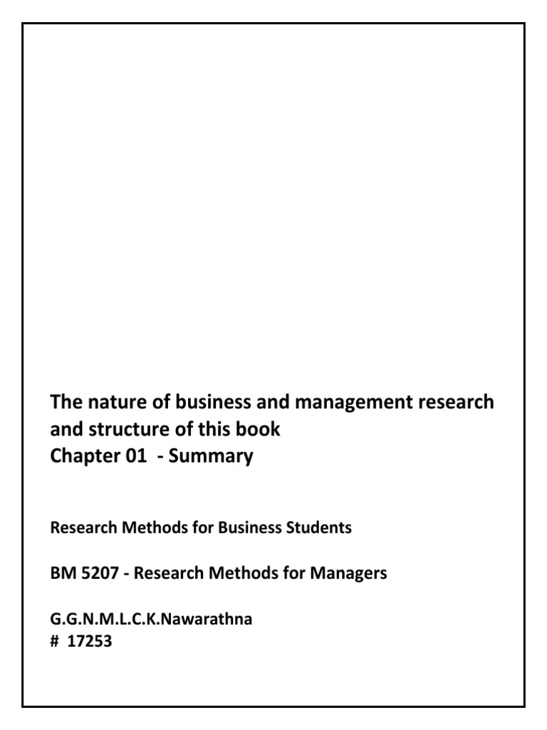 Research Methods For Business Students - Chapter 1 | Download Free PDF ...