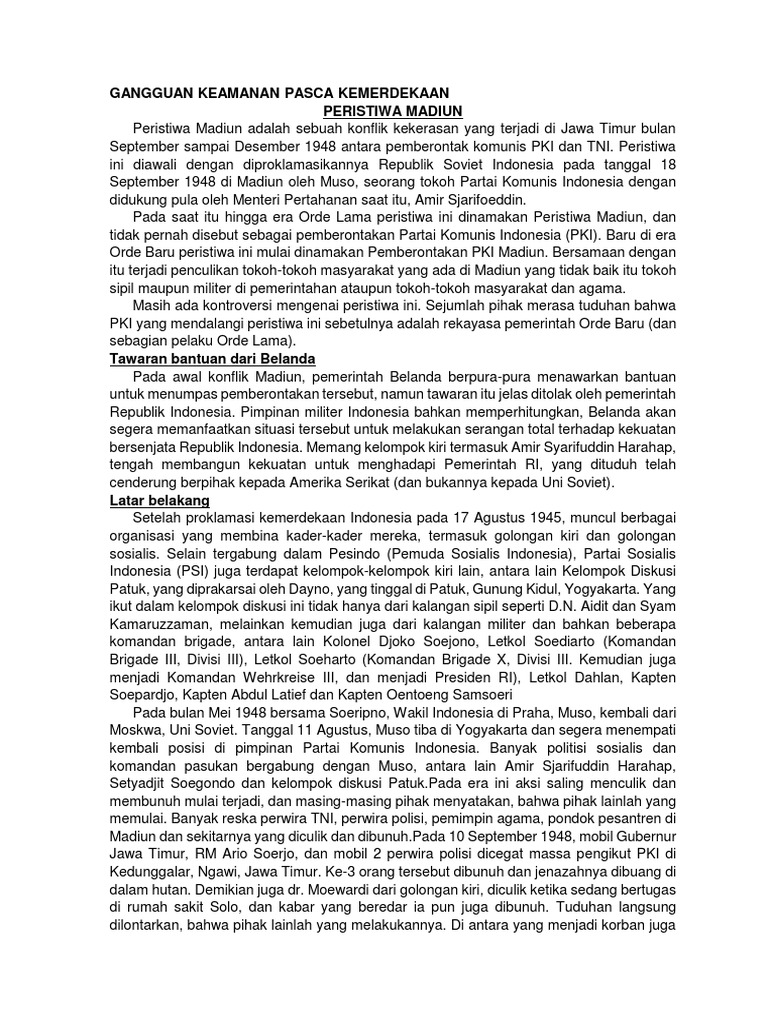 Gangguan Keamanan Pasca Kemerdekaan | PDF Gangguan Keamanan Pasca Kemerdekaan | PDF