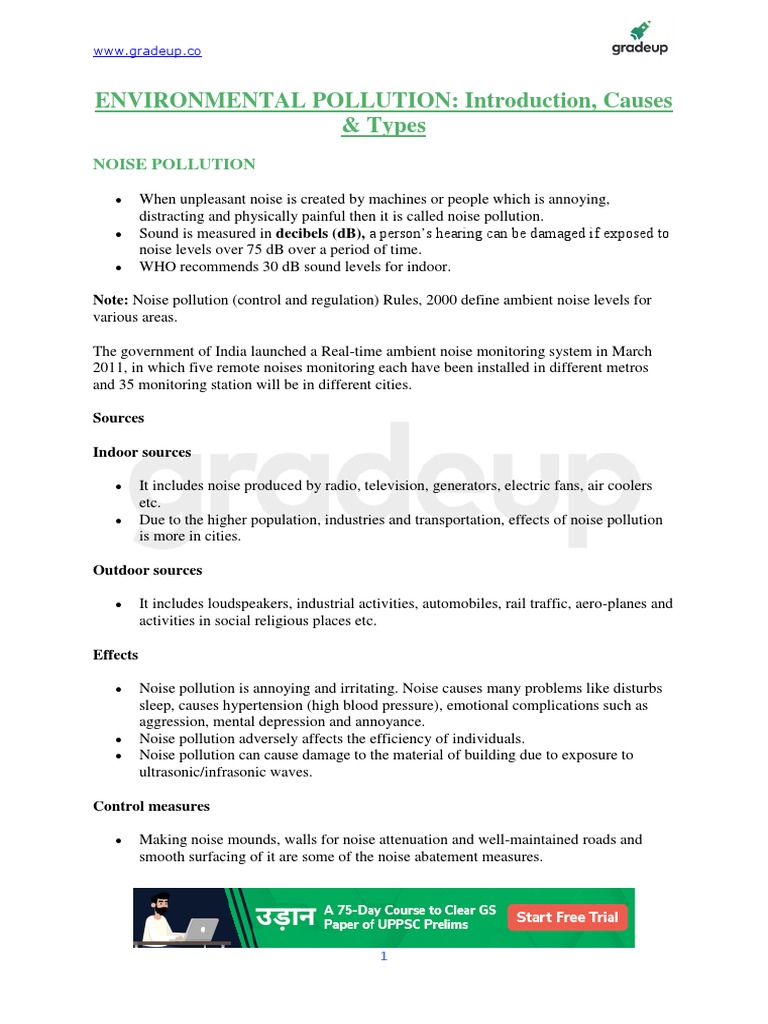 ENVIRONMENTAL POLLUTION: Introduction, Causes & Types | PDF | Ionizing ...