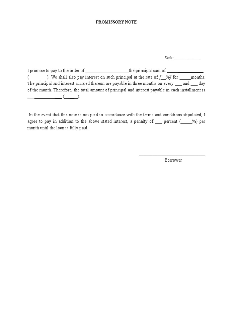 Promissory Note | PDF | Finance & Money Management